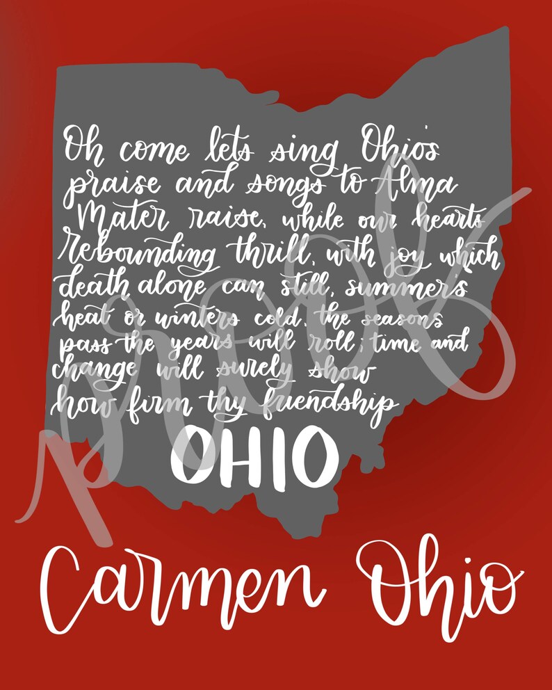 8x10 Hand-lettered, Carmen Ohio Wall Art - Etsy
