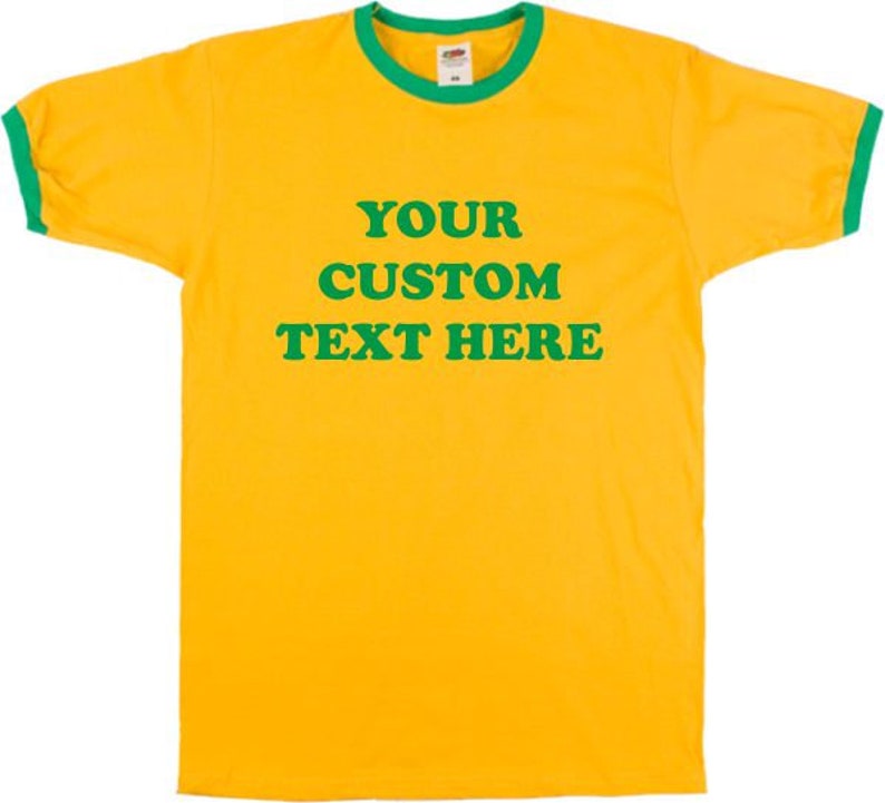 Personalised Custom Printed Yellow Ringer T-shirt Add Your - Etsy