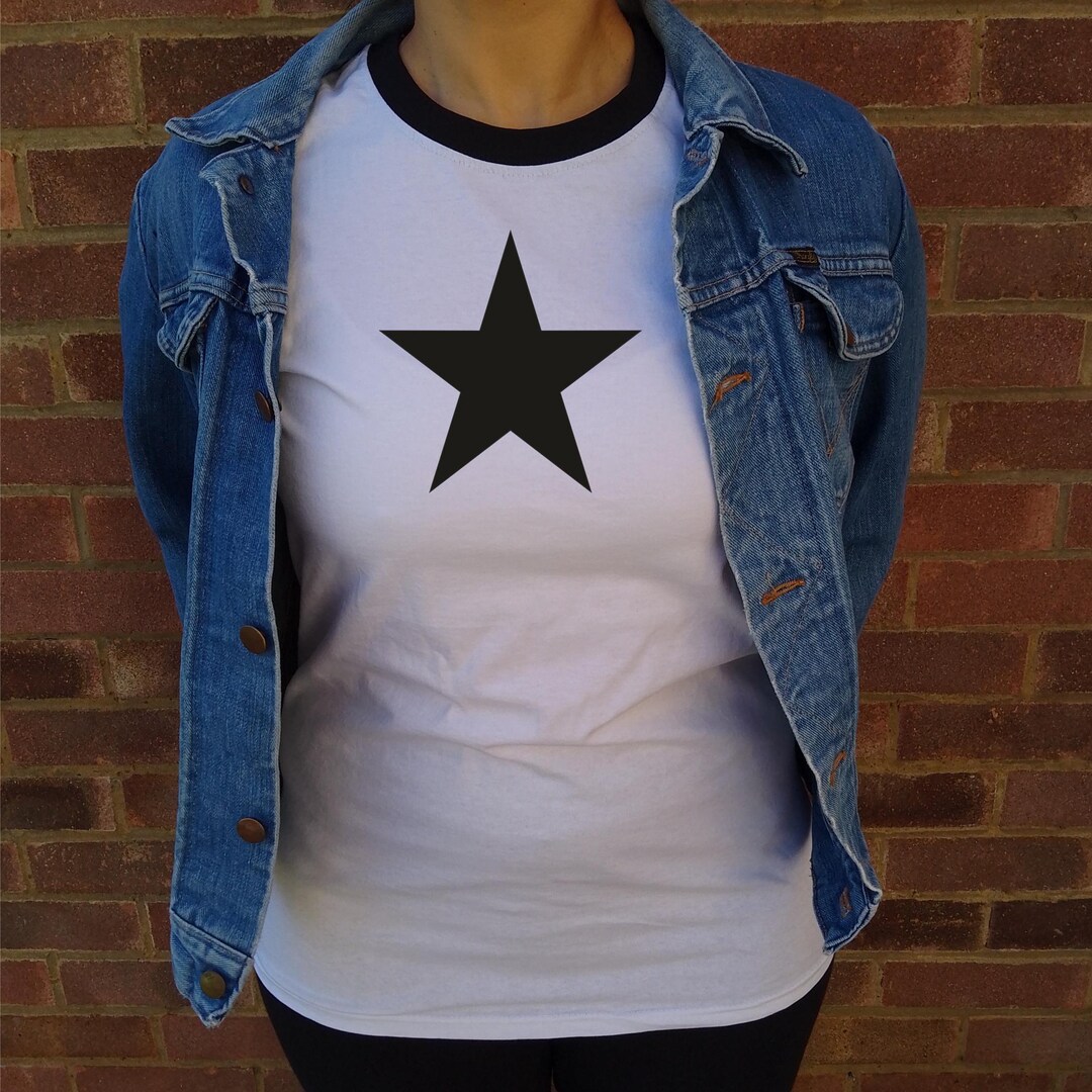 Star White Ringer T-shirt - Glam, 70's Retro, S-XXL - Etsy