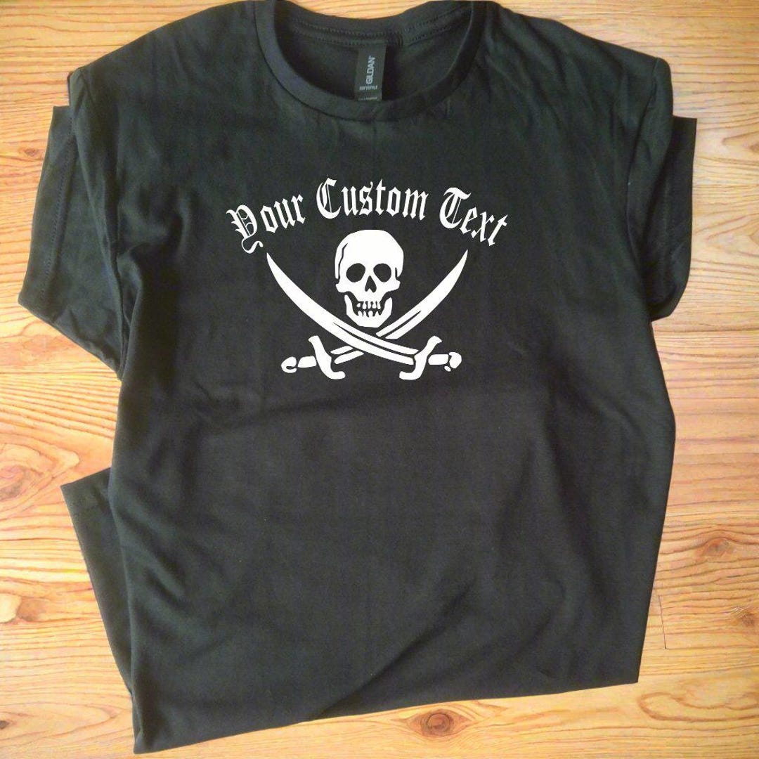 Custom Printed Jolly Roger T-shirt - Personalised Pirate Skull Top ...