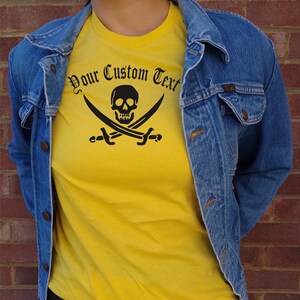 Custom Printed Jolly Roger T-shirt - Personalised Pirate Skull Top ...