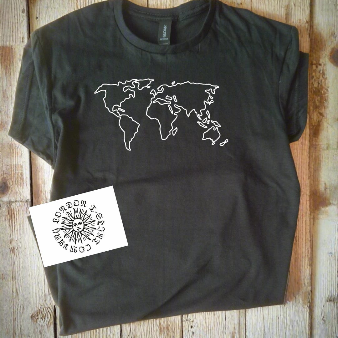 World Map T-shirt - Geography, Adventure Travel Souvenir, Various ...