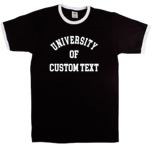 Custom University Ringer T-shirt - Personalised Print, Varsity, College ...