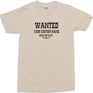 Personalised Custom Printed 'wanted Poster' T-shirt - Cowboy, Western ...