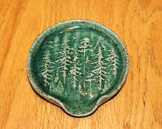 Pottery Spoon Rest With Tree Design - Etsy