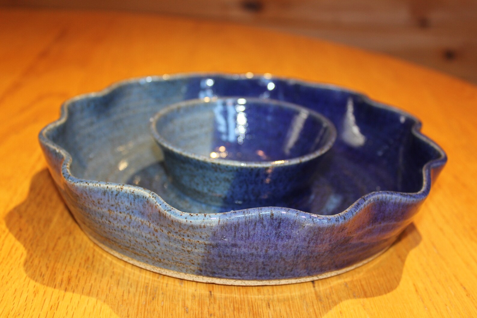 Stoneware Pottery Chip and Dip Dish - Etsy