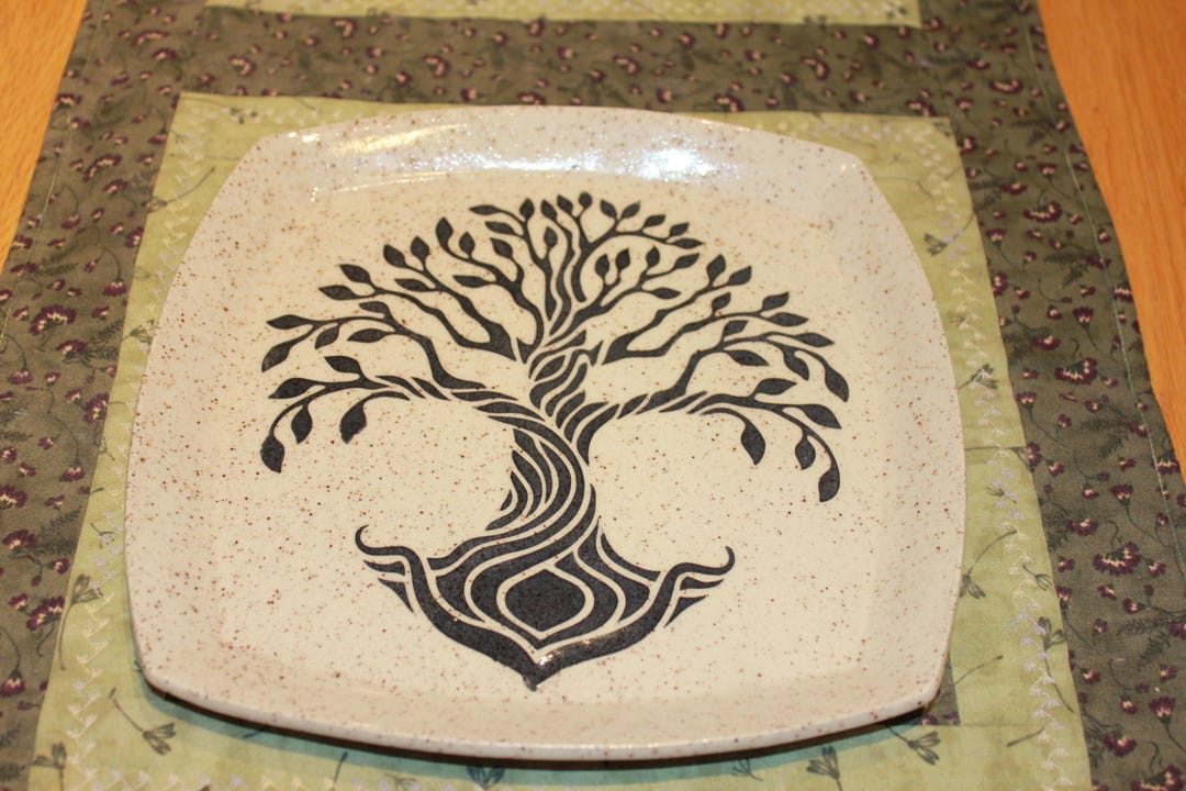 Stoneware Pottery Tree of Life Plate - Etsy