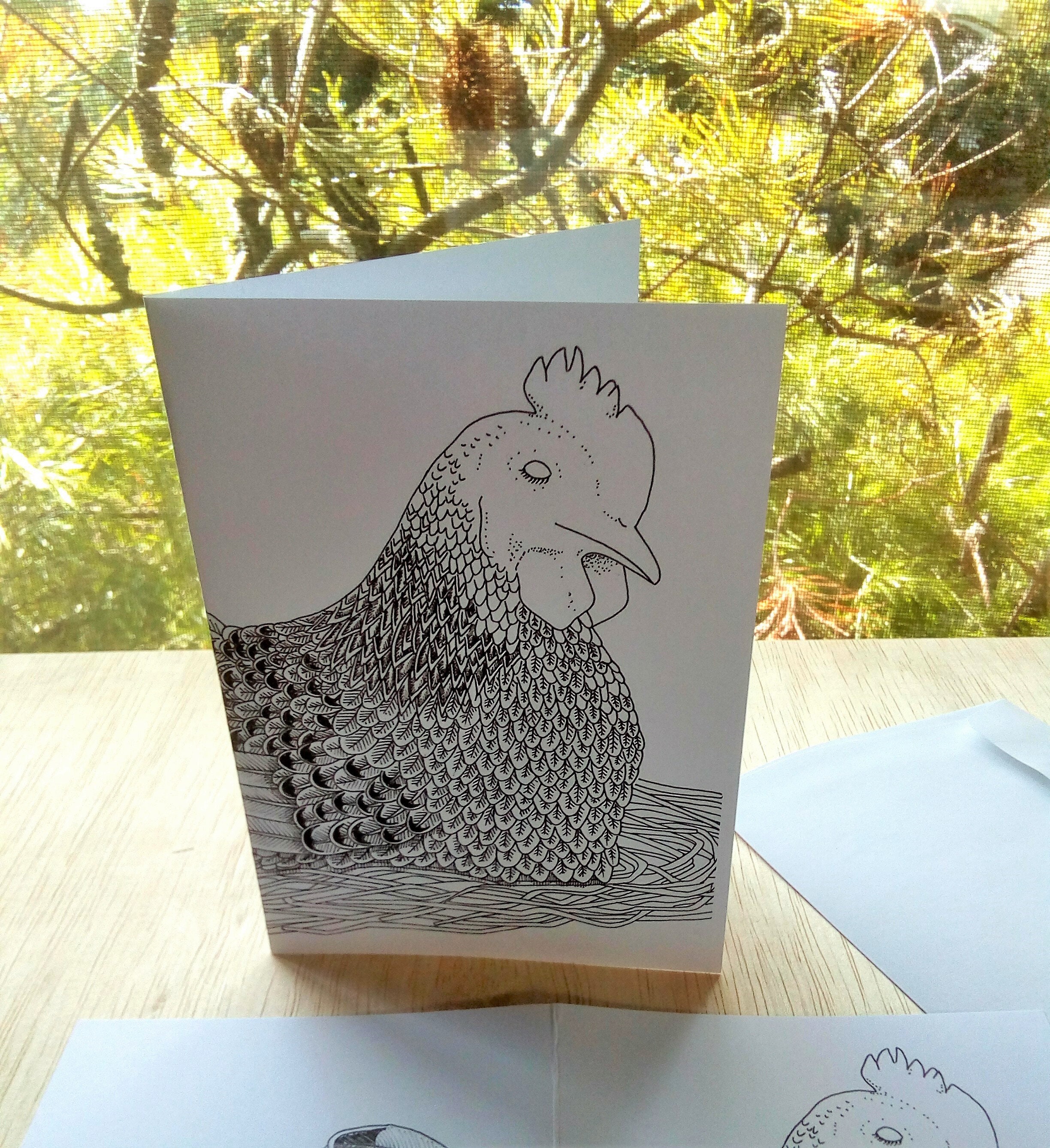 Chook Hen Colouring in CARD - Etsy Australia