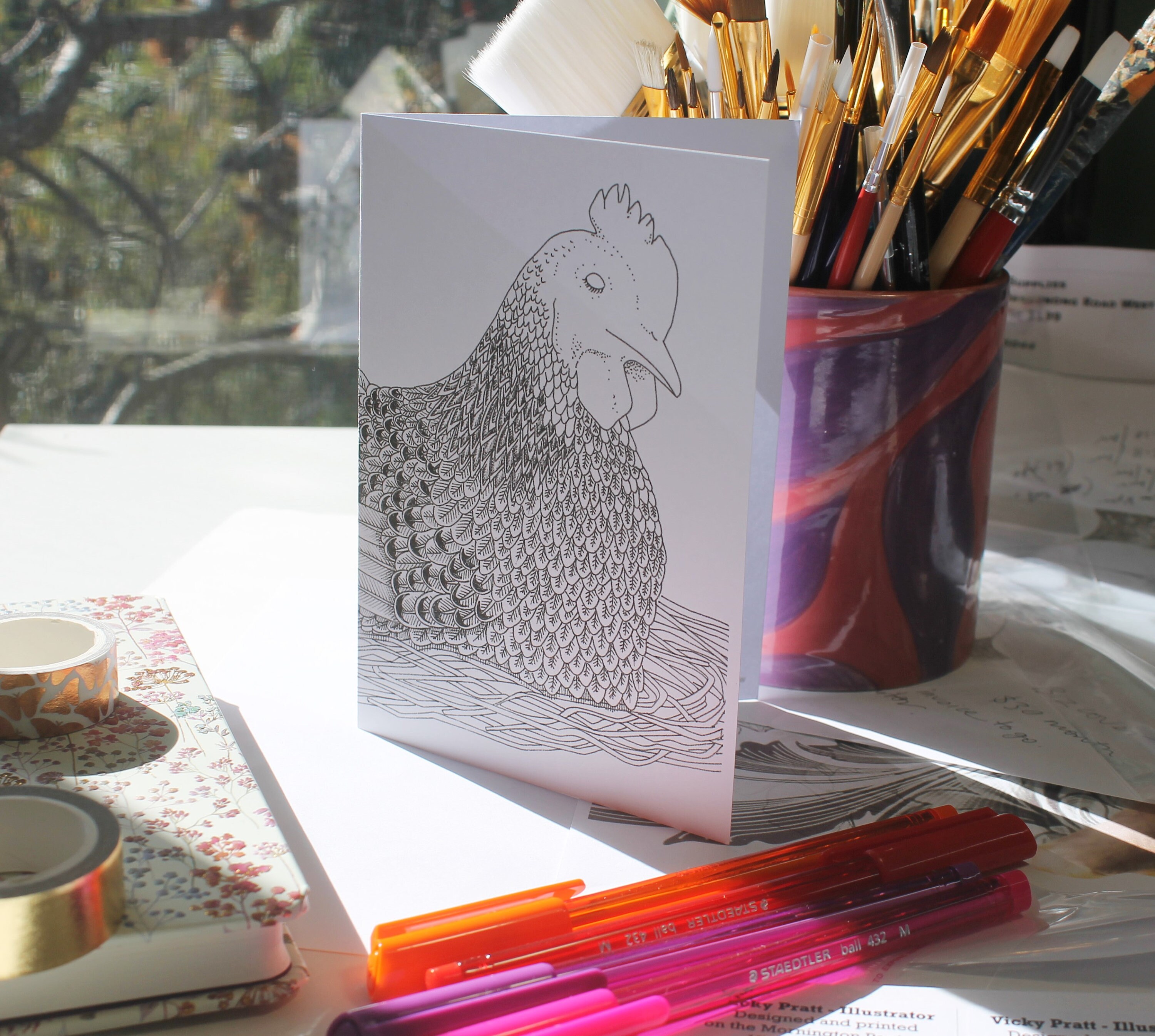 Chook Hen Colouring in CARD - Etsy Australia