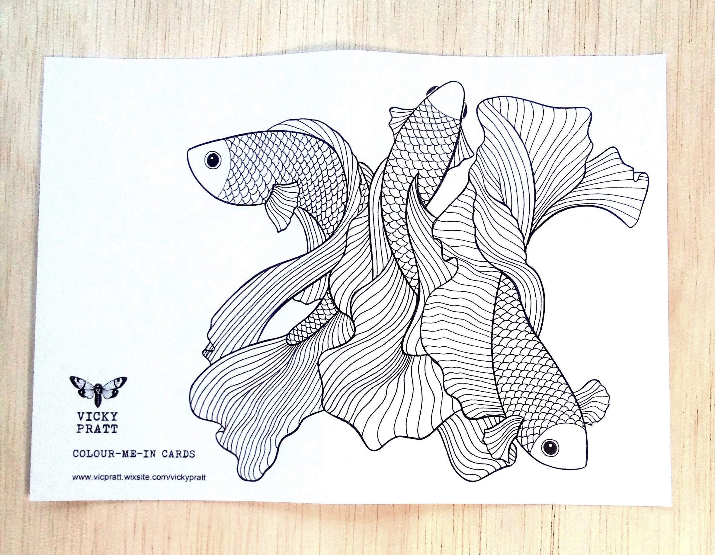 Betta /siamese Fighting Fish Colouring in CARD - Etsy