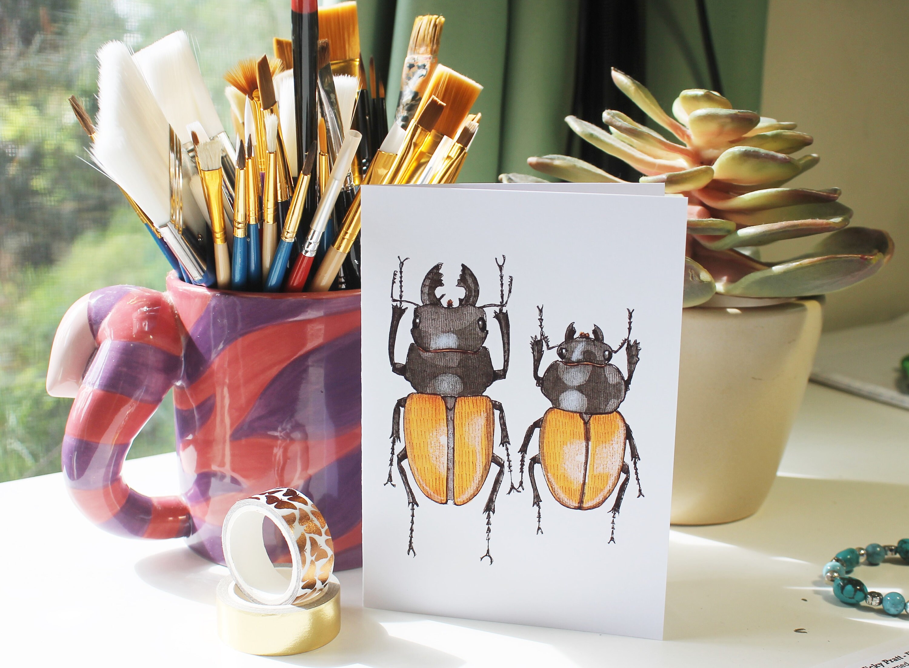 Stag Beetle Pair CARD - Etsy Canada