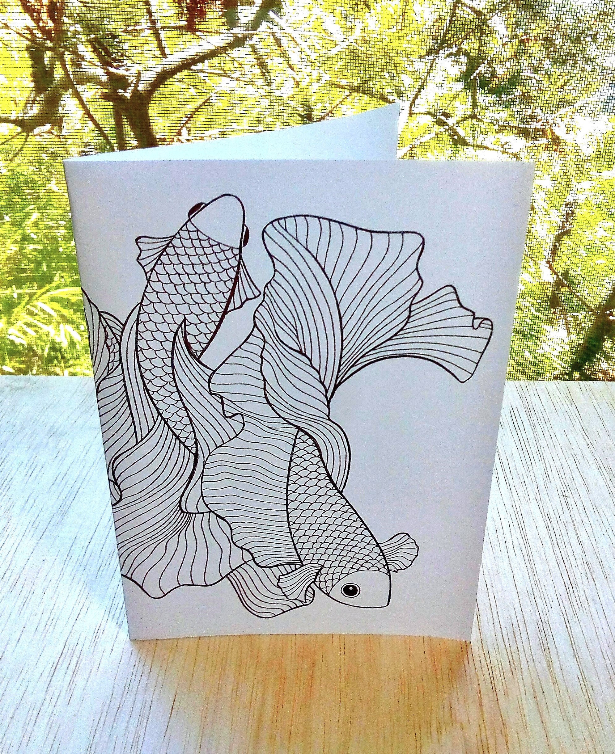 Betta /siamese Fighting Fish Colouring in CARD - Etsy