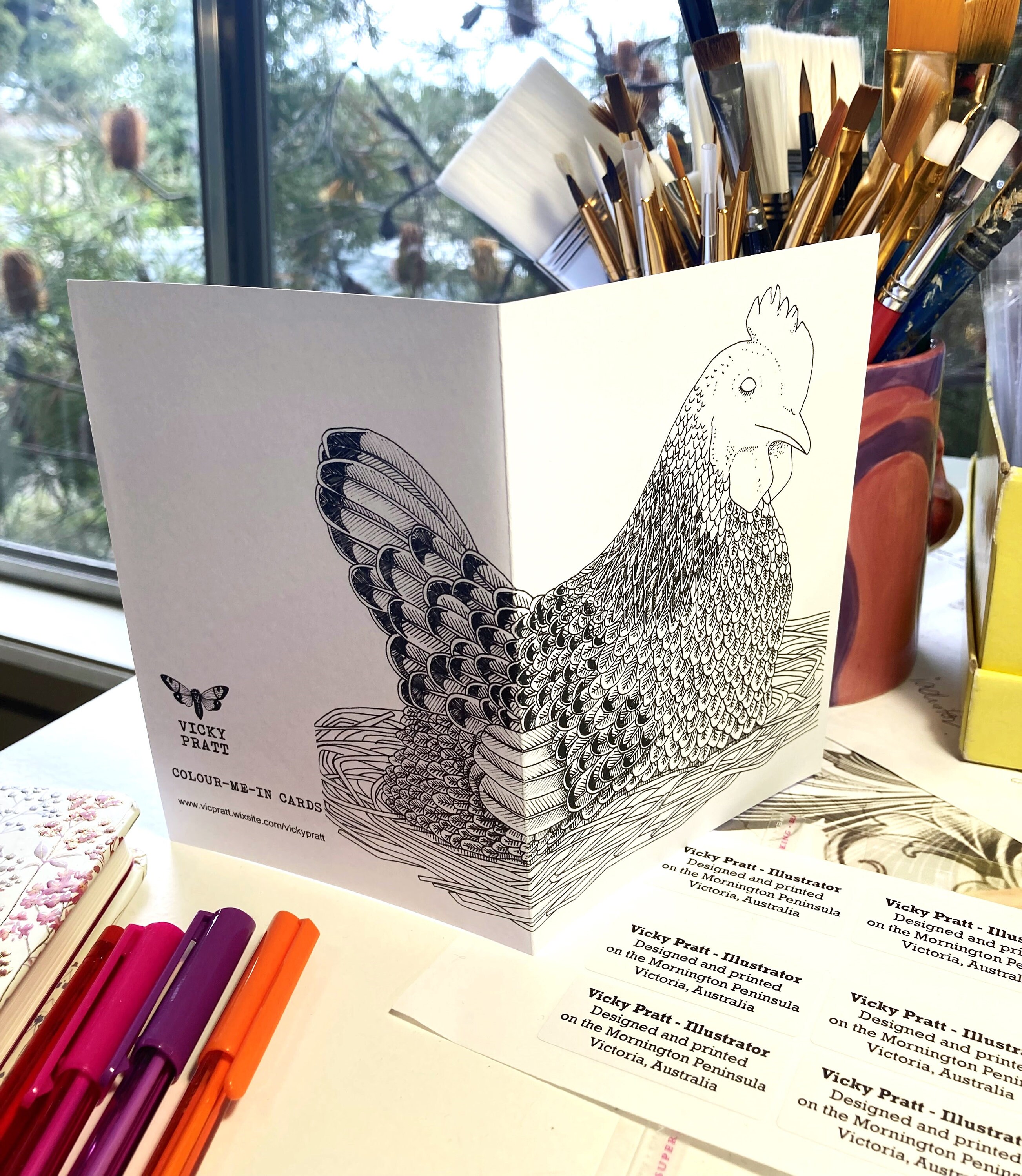Chook Hen Colouring in CARD - Etsy