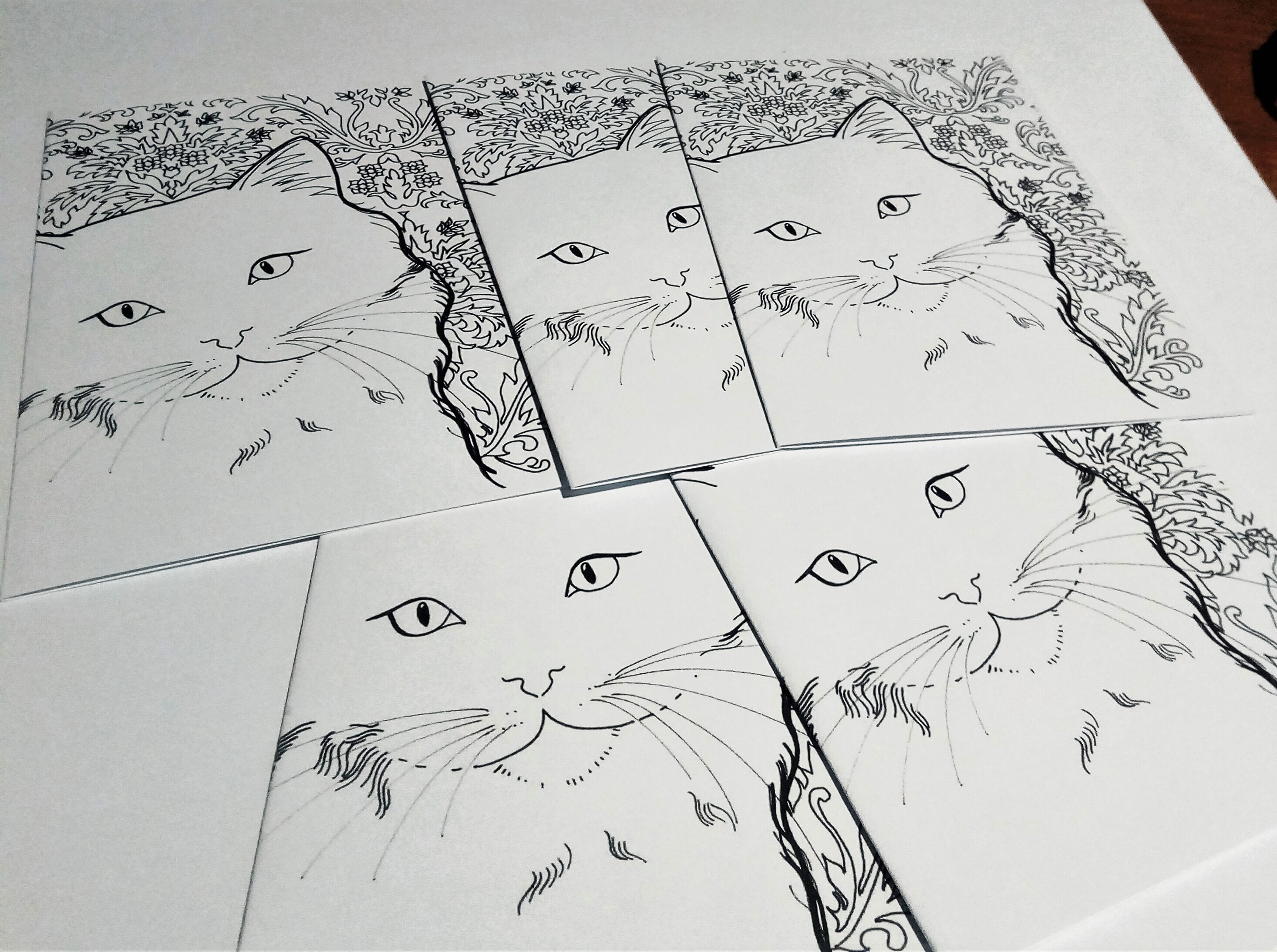 Cat With Filigree Colouring in CARD - Etsy