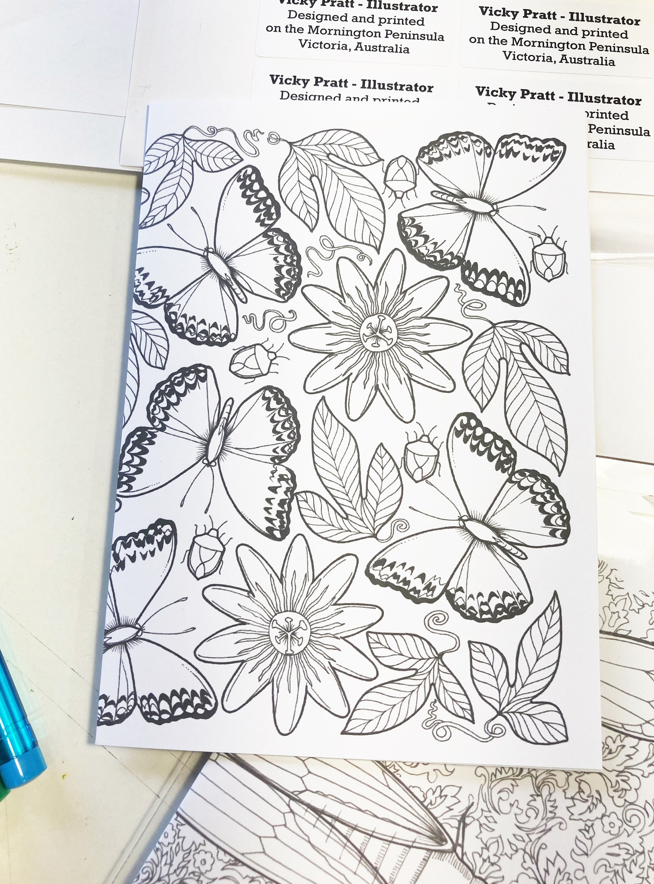 Butterfly Colouring in CARD - Etsy