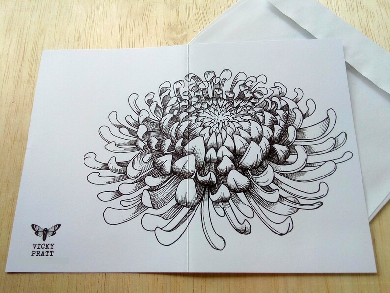 Chrysanthemum Flower Colouring in CARD - Etsy