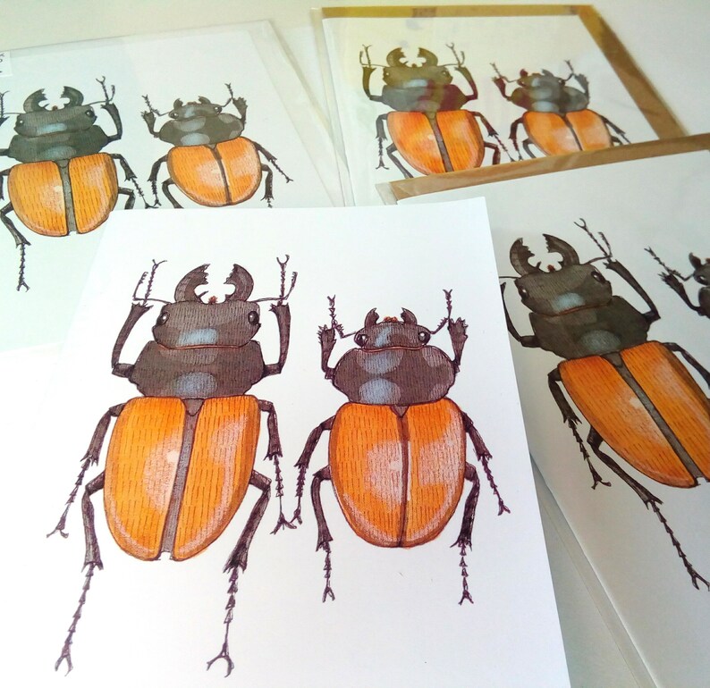Stag Beetle Pair CARD - Etsy Canada