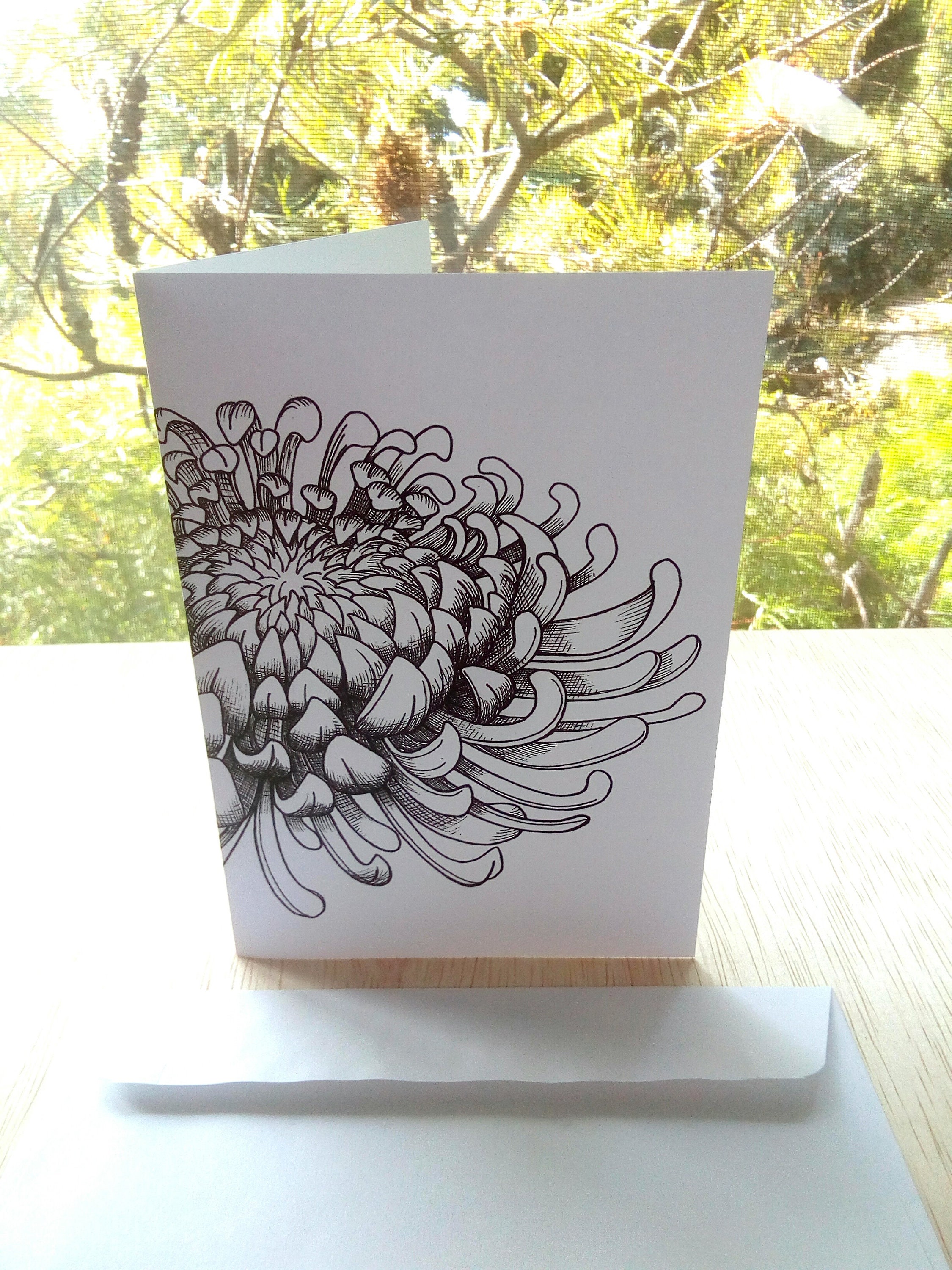 Chrysanthemum Flower Colouring in CARD - Etsy