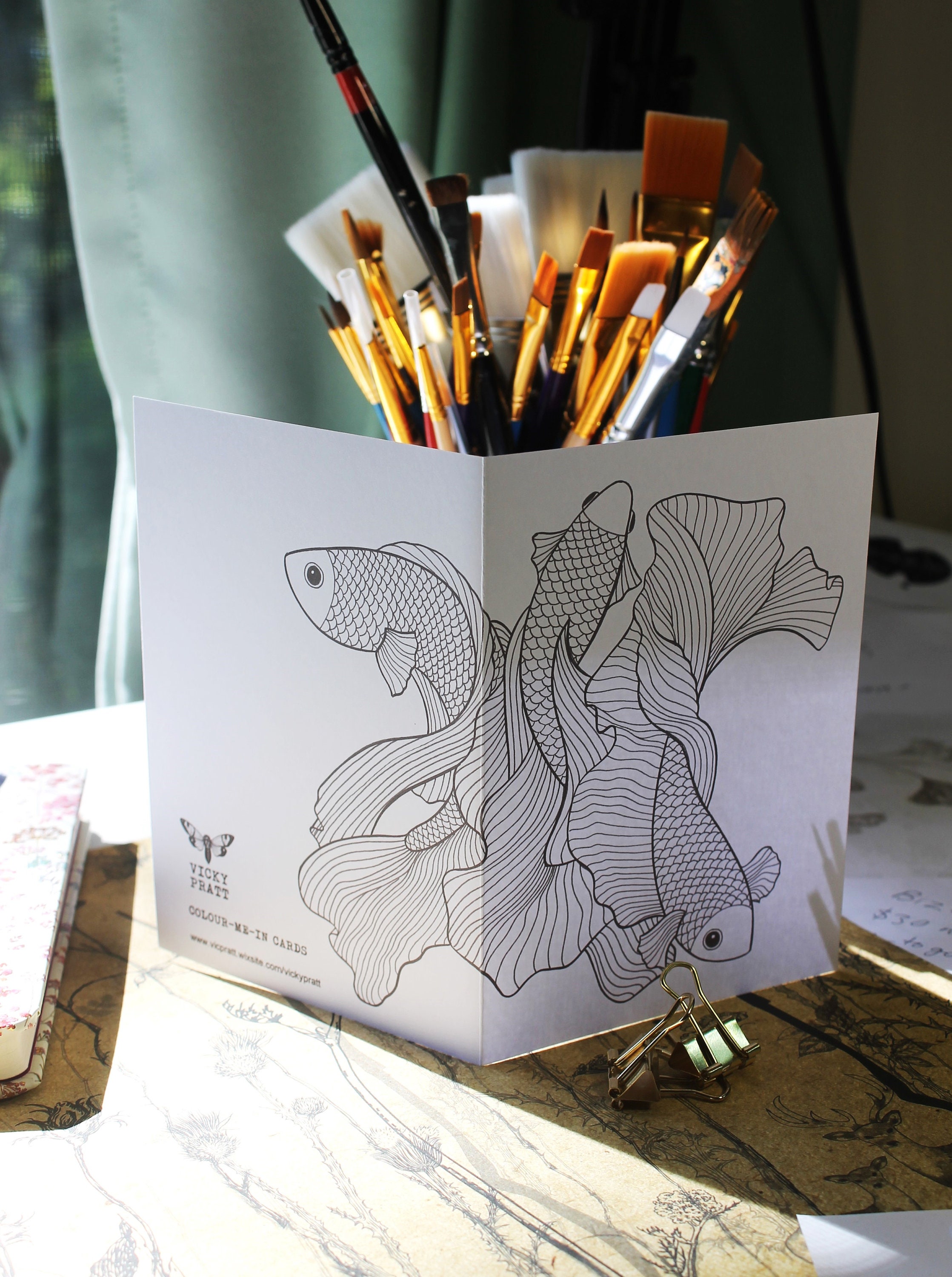 Betta /siamese Fighting Fish Colouring in CARD - Etsy