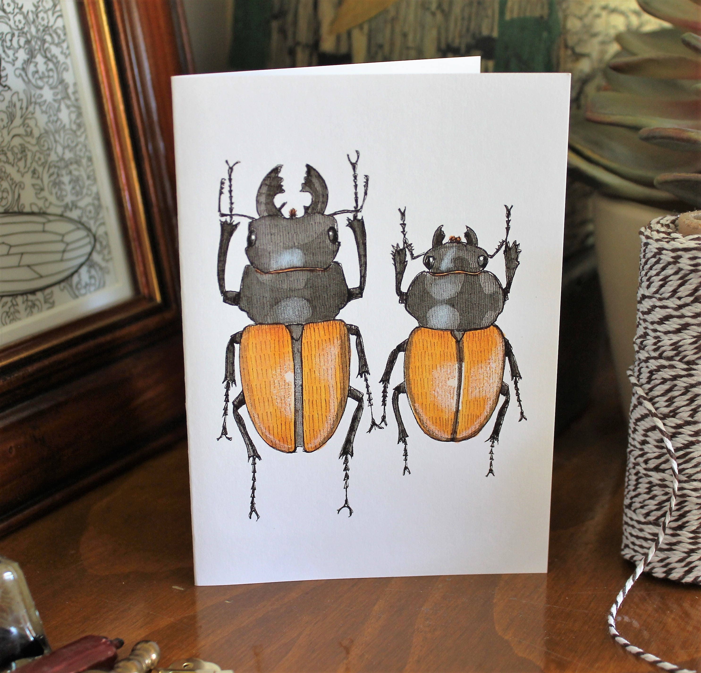Stag Beetle Pair CARD - Etsy Canada