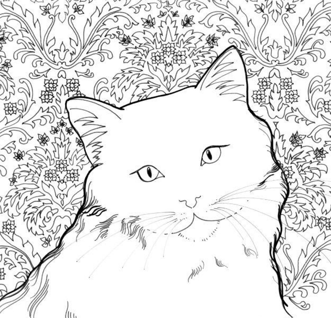 Cat With Filigree Colouring in CARD - Etsy