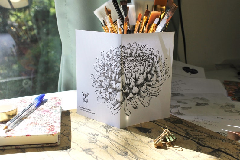 Chrysanthemum Flower Colouring in CARD - Etsy