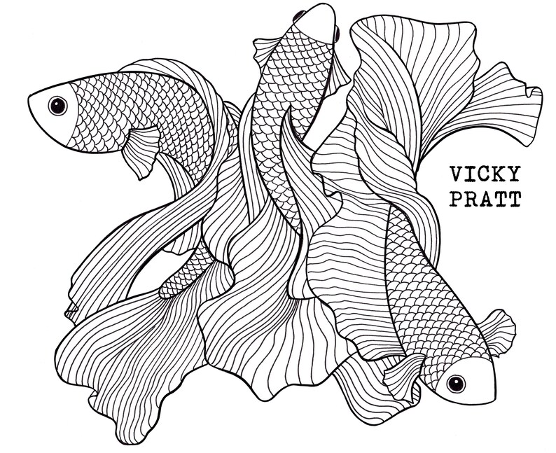 Betta /siamese Fighting Fish Colouring in CARD - Etsy