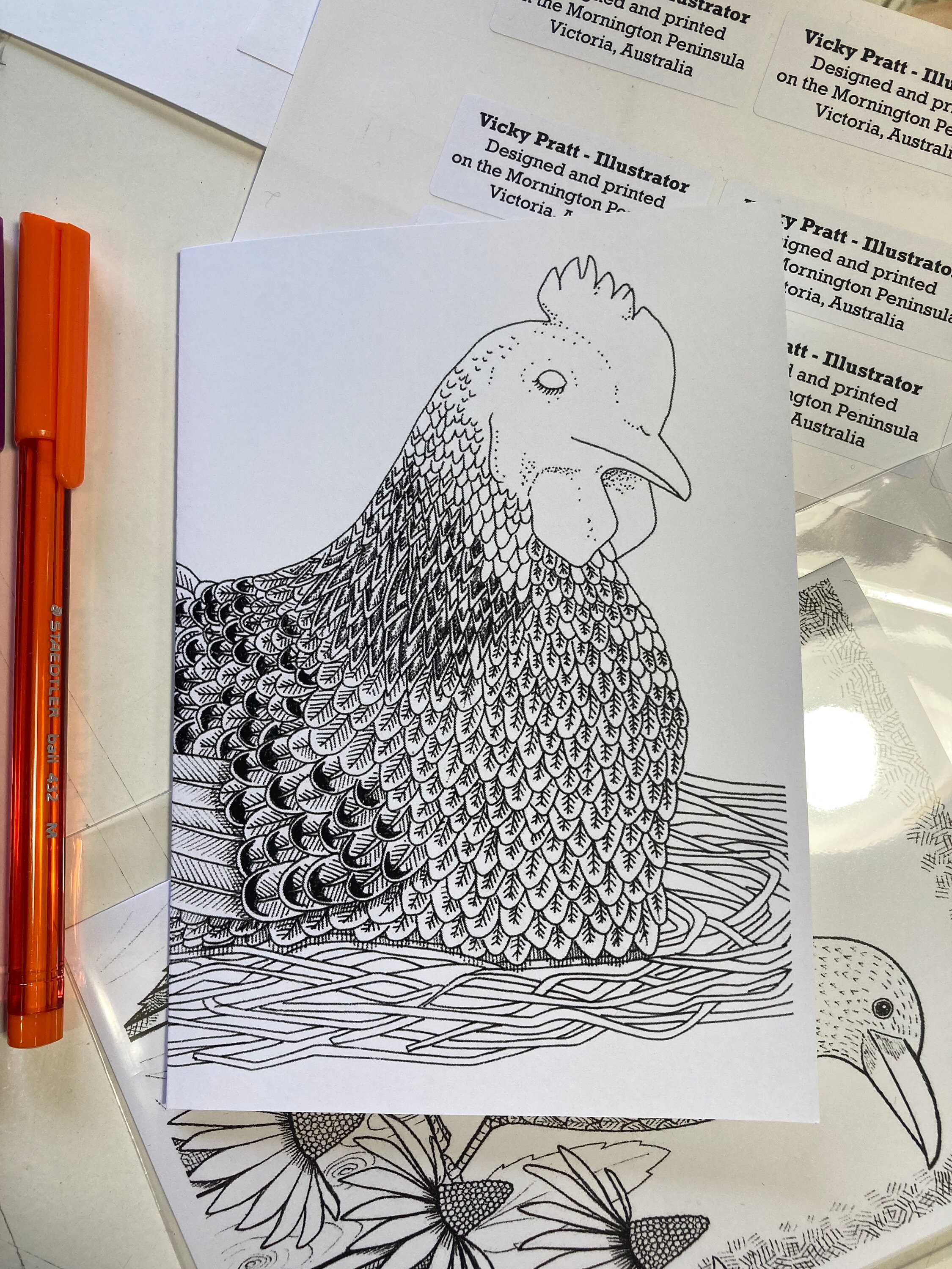 Chook Hen Colouring in CARD - Etsy Australia
