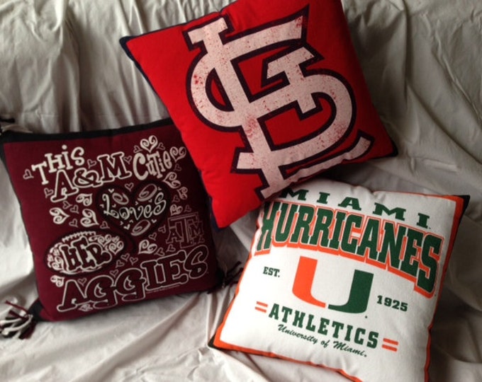 Custom Memory Pillow Made From T Shirt or Sweatshirt - Made to Order ...