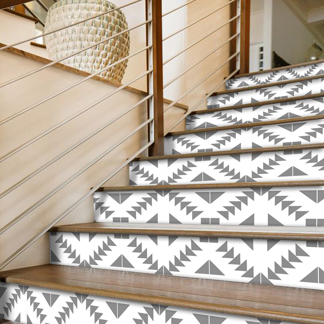 Stair Riser Stickers - Removable Stair Riser Tile Decals - Zig Zag Pack ...