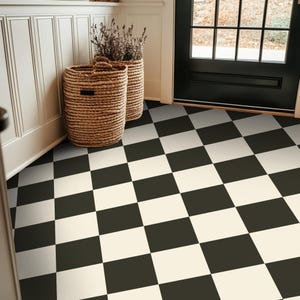 Quadrostyle Checkerboard in Charcoal Grey off White Vinyl Floor ...