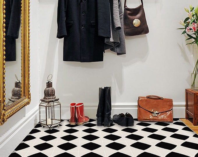 Floor Tile Stickers Vinyl Decal WATERPROOF REMOVABLE for Kitchen Bath ...