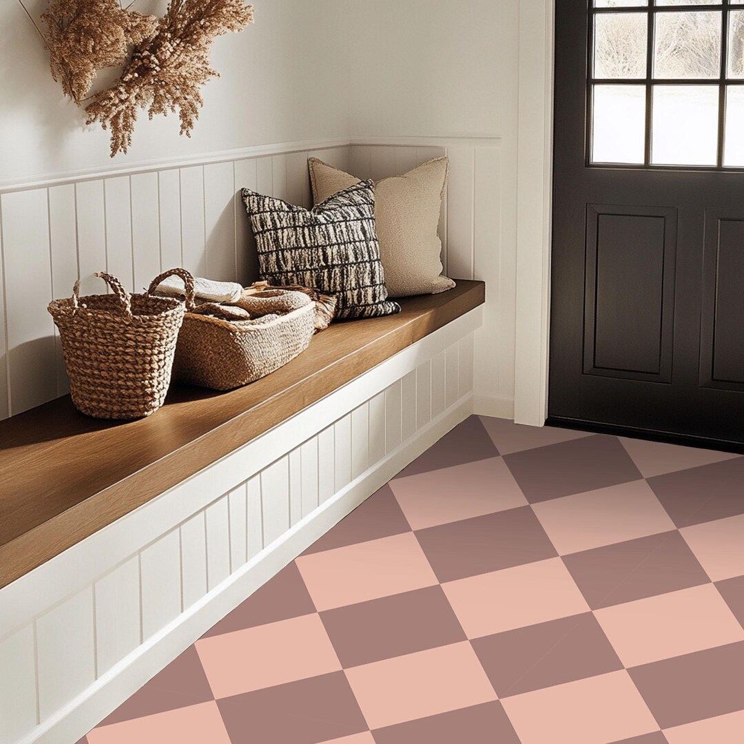 Quadrostyle Checkerboard in Pink and Rose Vinyl Wall & Floor Stickers ...