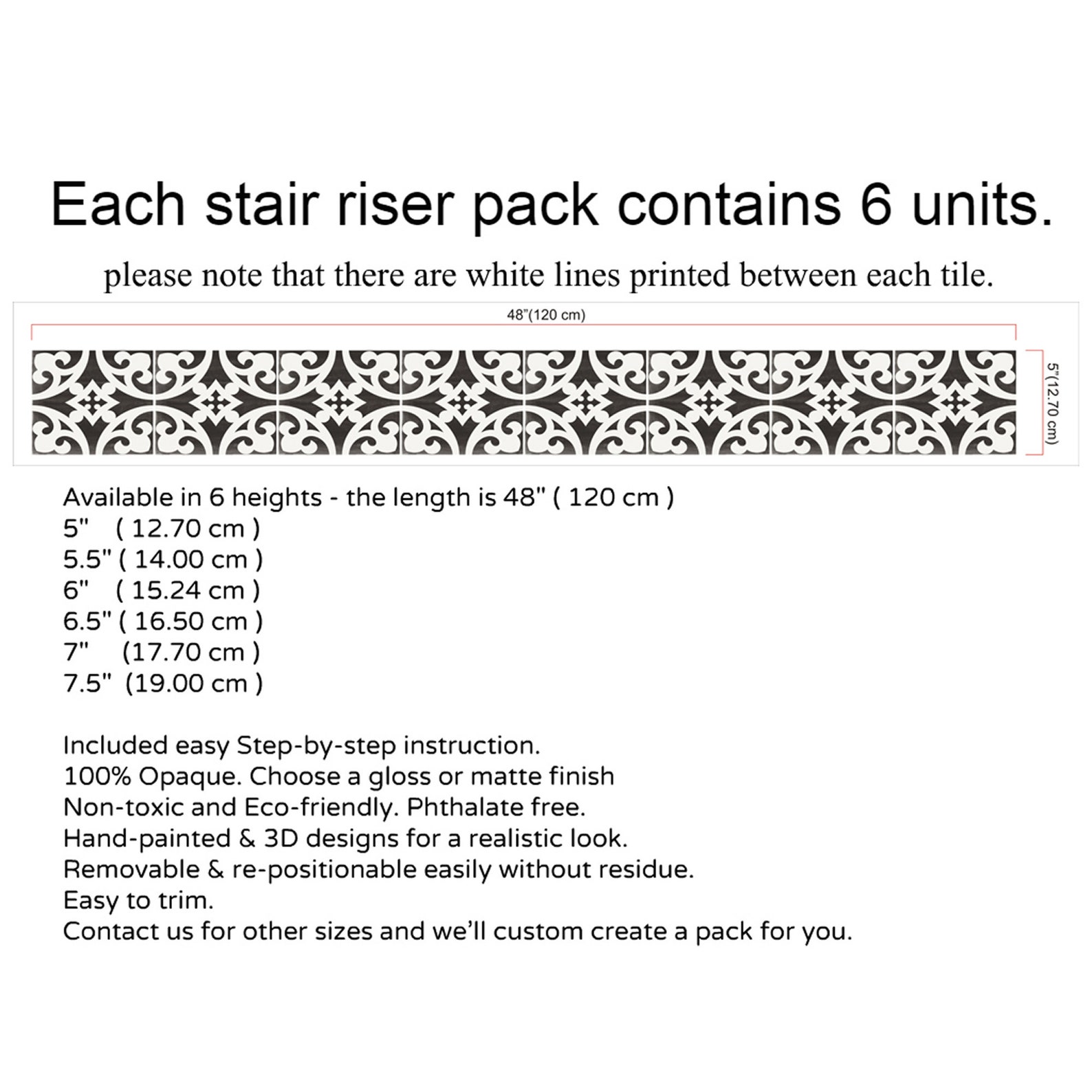 Stair Riser Stickers Removable Stair Riser Tile Decals - Etsy Canada