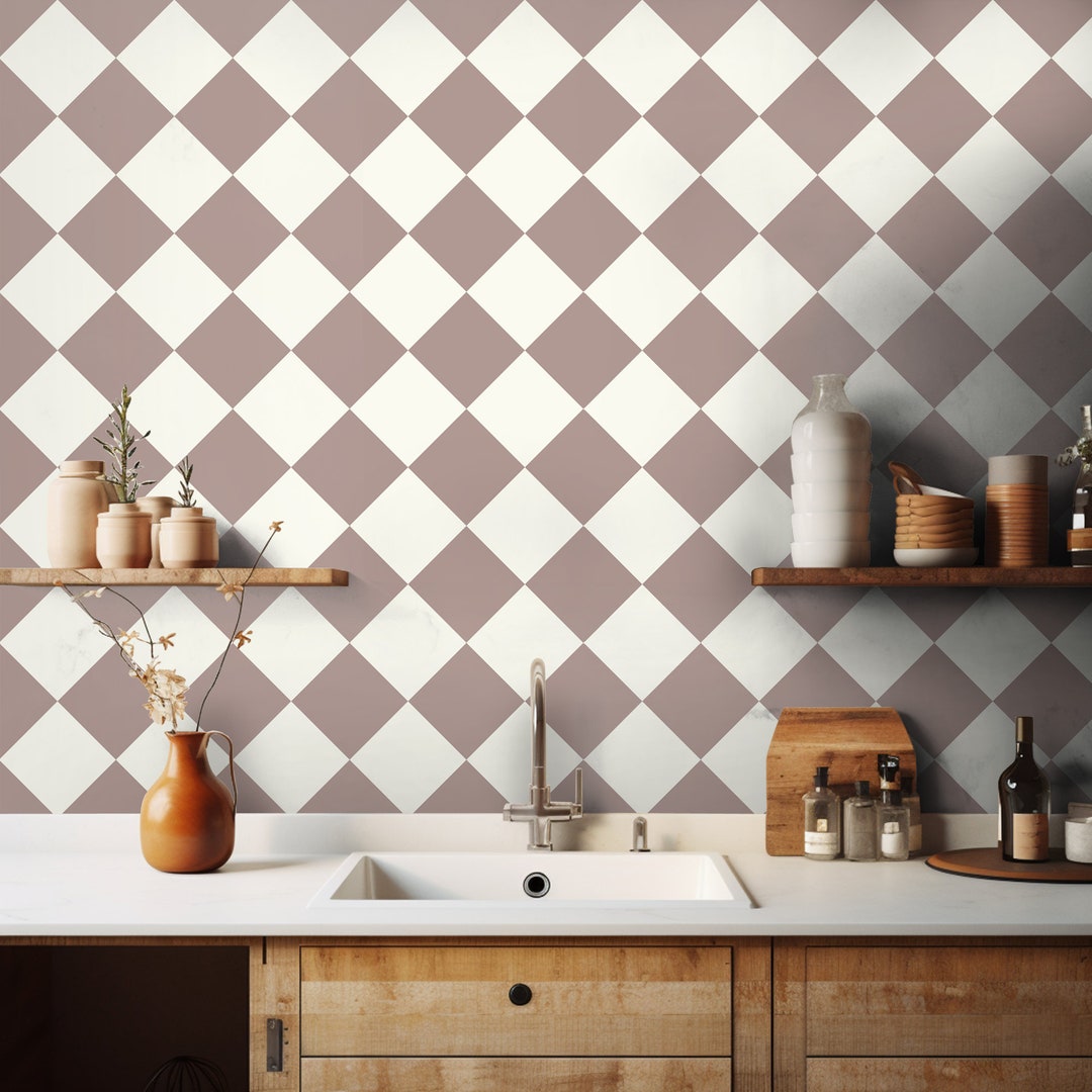 Quadrostyle Checkerboard Vinyl Floor Stickers in Taupe | Two Tone ...