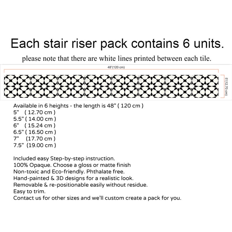 Stair Riser Stickers Removable Stair Riser Tile Decals | Etsy