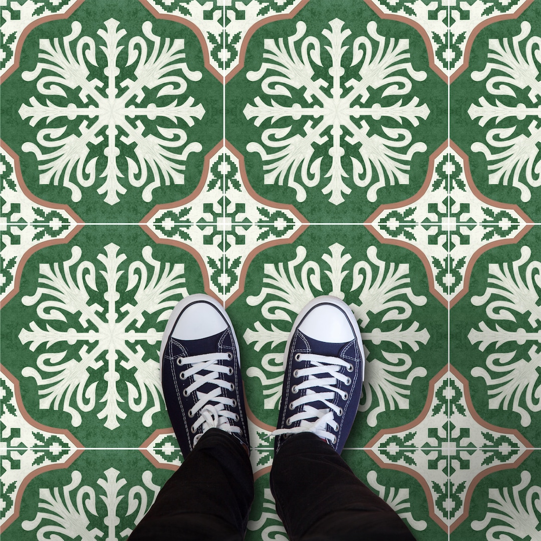 Quadrostyle Green Peel & Stick Floor Tile Stickers - Tiles for Kitchen ...