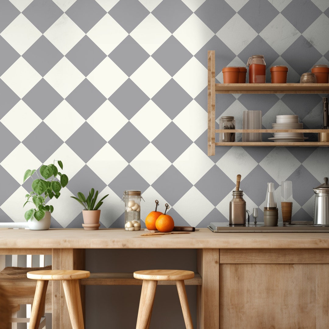 Quadrostyle Checkerboard Vinyl Floor Stickers in Grey | Two Tone ...