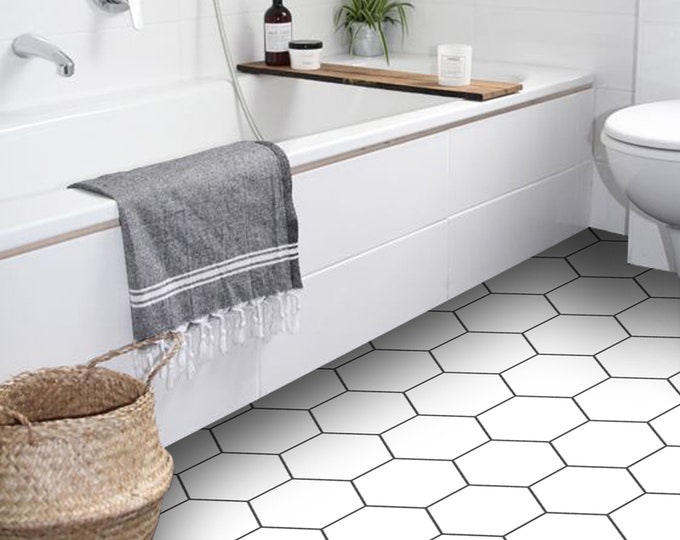 Hexagon Tokyo Tile Wall Stair Floor Self Adhesive Vinyl Stickers ...