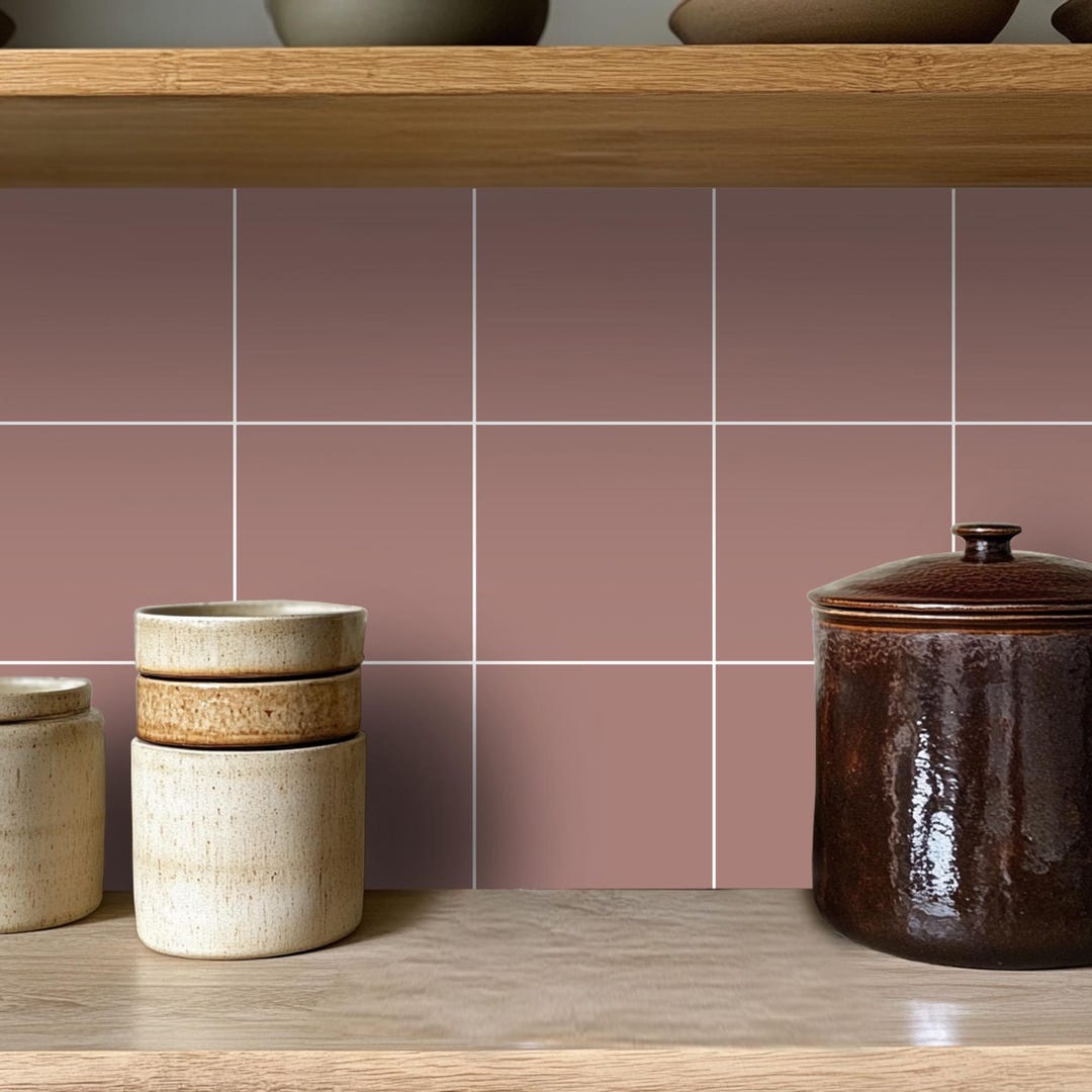 Quadrostyle Rose Mauve Solid Tile Stickers for Kitchen or Bathroom ...