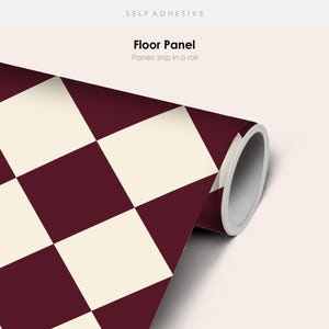 Quadrostyle Checkerboard in off White and Burgundy Vinyl Floor Stickers ...