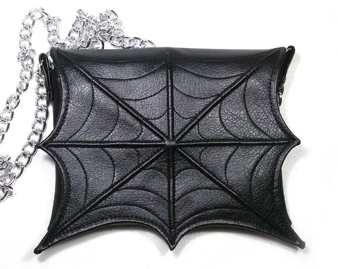 Spider Web Bag Chain Strap Bag Black Bag Faux Leather - Etsy