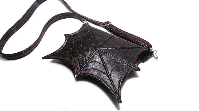 Spider Web Bag Black and Red Black Faux Leather Spider Bag | Etsy