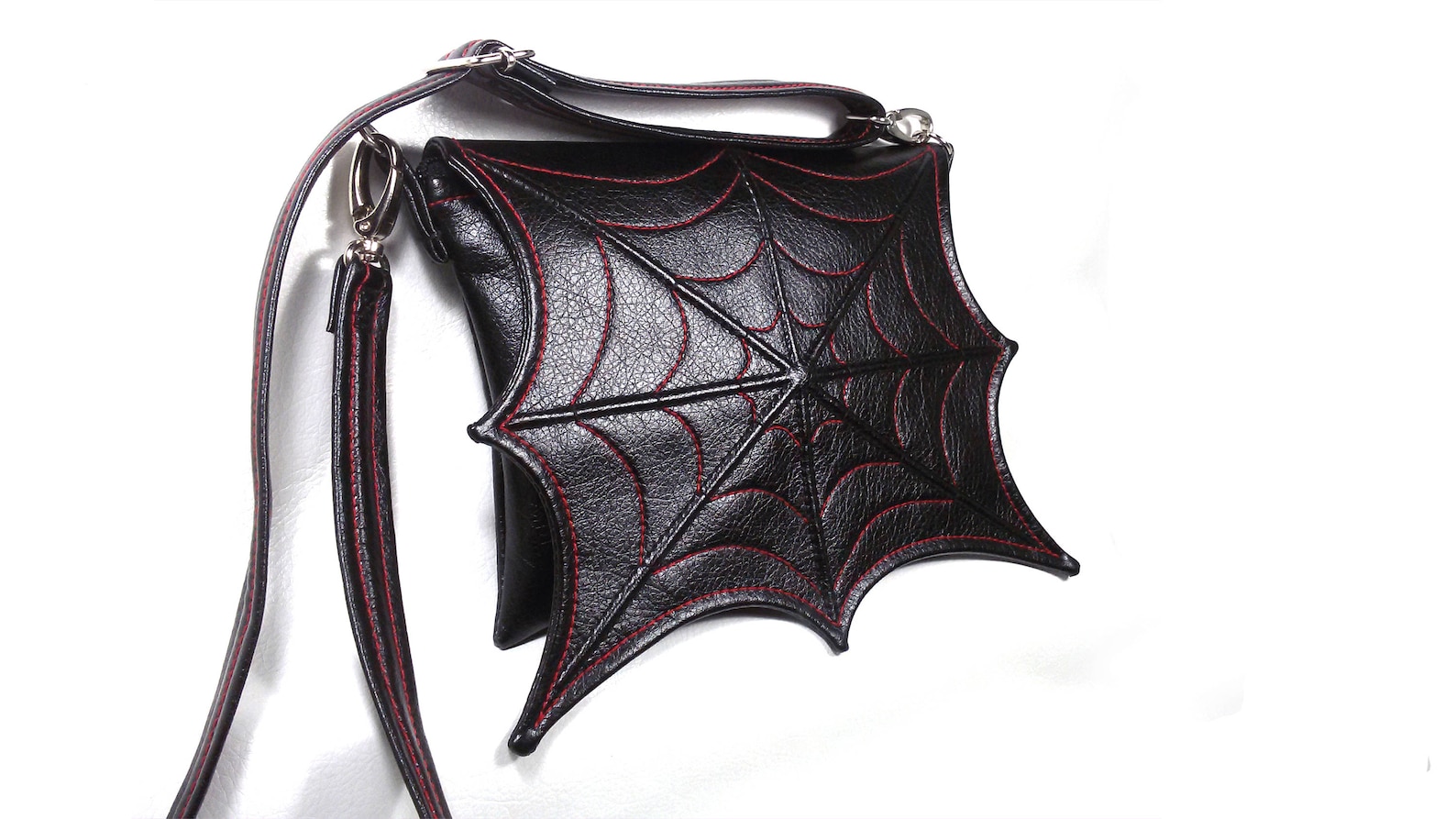 Spider Web Bag Black and Red Black Faux Leather Spider Bag | Etsy