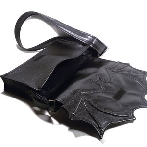 Black Faux Leather Bat Bag, Black Leatherette Bat Bag, Crossbody Bag ...