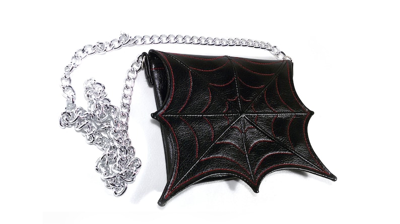 Spider Web Bag Black and Red Black Faux Leather Spider Bag | Etsy