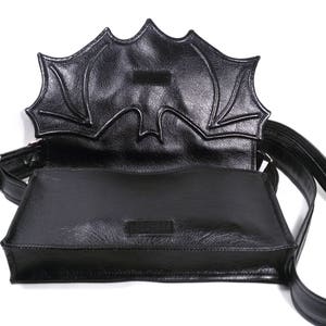 Black Faux Leather Bat Bag, Black Leatherette Bat Bag, Crossbody Bag ...