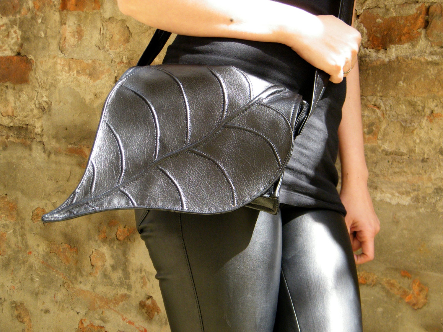 Crossbody Bag Leaf Bag Black Bag Vegan Bag Black Leaf - Etsy