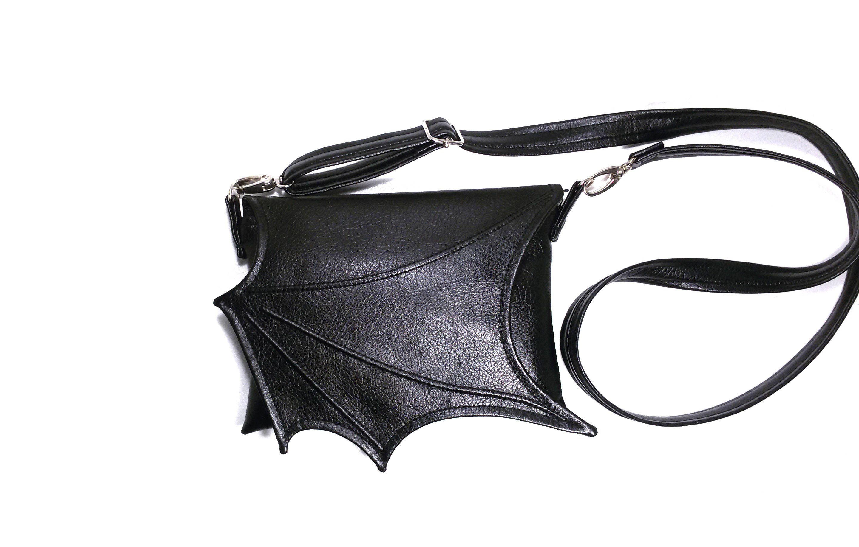Black Wing Bag, Everyday Bag, Black Faux Leather, Bat Wing, Evening ...