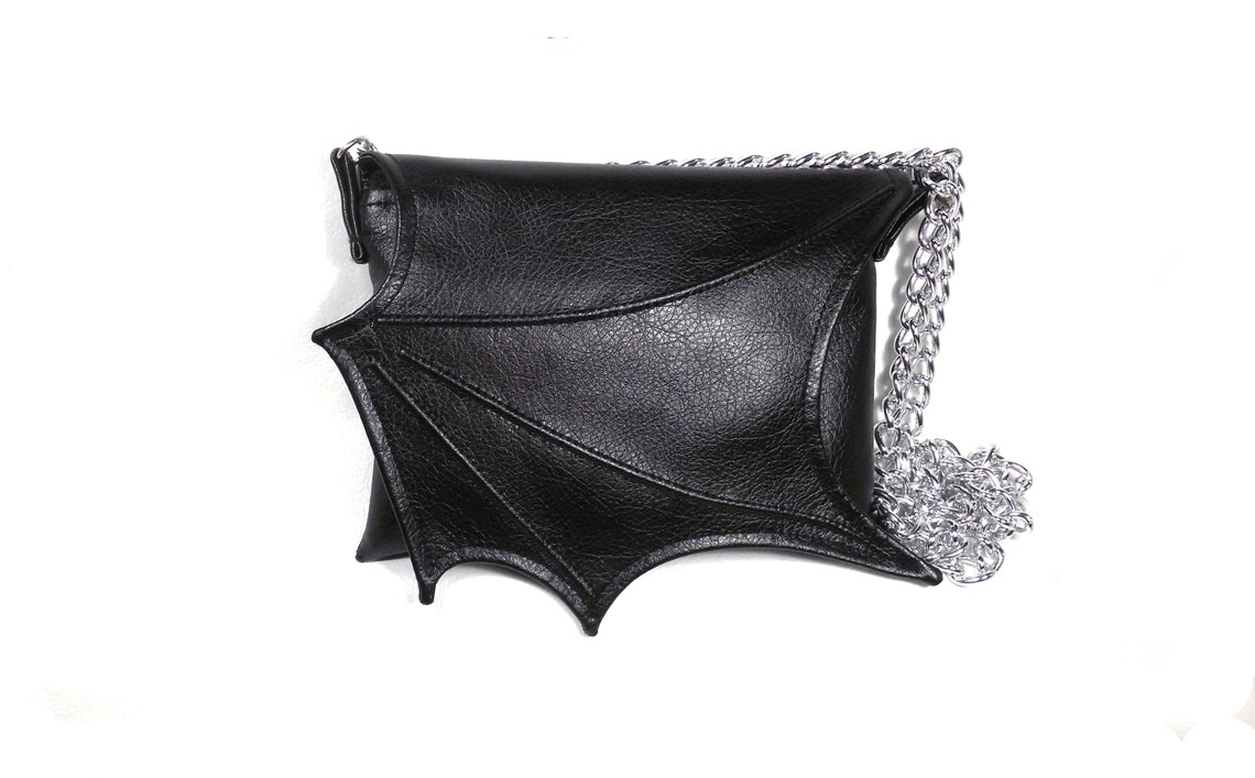 Black Wing Bag, Everyday Bag, Black Faux Leather, Bat Wing, Evening ...